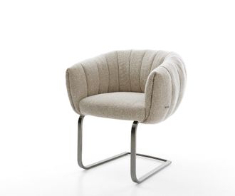 DELIFE Freischwinger Jada-Flex Webstoff Soft Beige Freischwinger flach Graphit Taschenfederkern, Esszimmerst&uuml;hle