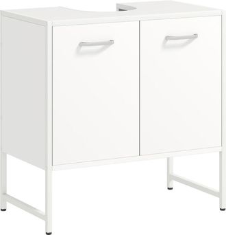 HOMCOM Meuble sous lavabo - HOMCOM - 2 portes &agrave; fermeture douce et &eacute;tag&egrave;re r&eacute;glable - panneaux de particules - 60 x 33 x 60,5 cm - blanc