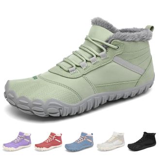 Saguaro Barfuss Schuhe Damen Winter Barfu&szlig;schuhe Damen Wasserabweisend Barfu&szlig; Winterschuhe Warm Gef&uuml;ttert Winterstiefel Hellgr&uuml;n, Gr.38