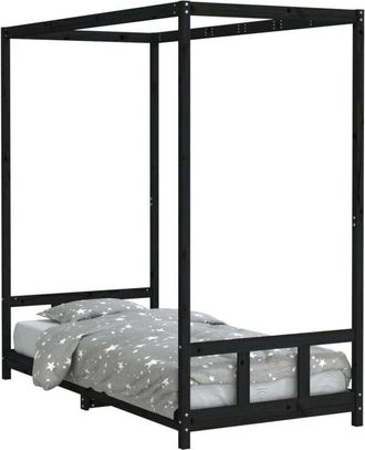vidaXL Cadre de lit pour enfants noir 90x190 cm bois de pin massif - Vidaxl