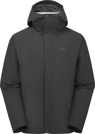 RAB Herren Downpour Jacke - Leichter wasserdichter Kapuzenmantel zum Wandern & Trekking - Schwarz - X-Large