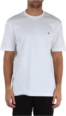 HUGO BOSS Homme, Tops, Blanc, Taille: S T-shirt en coton merceris&eacute; avec logo frontal