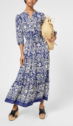 Gerard Darel Robe longue &eacute;lastiqu&eacute;e imprim&eacute; bicolore - PHILIA - Encre