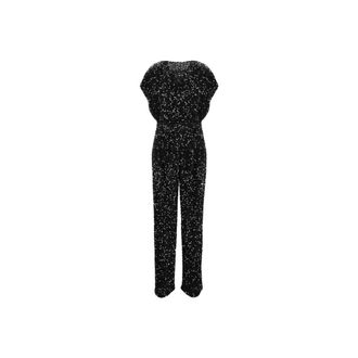 Elisabetta Franchi Pailletten Jumpsuit mit Bootsausschnitt - - Jumpsuits & Playsuits - Damen - Schwarzk - M