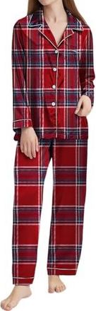 Generic Pyjama à carreaux pour femme - Ensemble de pyjama de Noël rétro à carreaux - Vêtement de nuit pour festival de Noël - Coupe régulière - Vêtement de nu