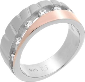 Orphelia Damen-Ring Silber vergoldet teilvergoldet Zirkonia weiß Brillantschliff Gr. 56 (17.8) - ZR-7093/56