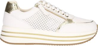 Geox Damen D KENCY E Sneaker, White/LT Gold, 38 EU