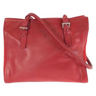 Prada Sac cabas d&eacute;paule Pre-owned en nylon et cuir Tessuto - Femme - Pre-owned - Rouge - Taille: ONE Size