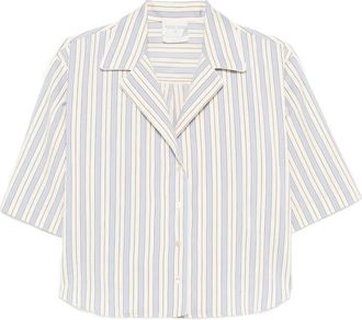 Forte_Forte Femme, Blouses et Chemises, Multicolore, Taille: 44 FR Chemise &agrave; Manches Courtes &agrave; Rayures Verticales