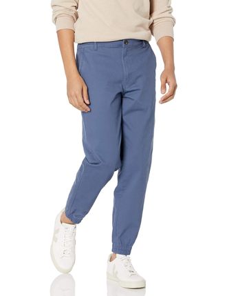 Amazon Essentials Herren Chino Jogger Hose, gerader Schnitt, Indigo, Größe L