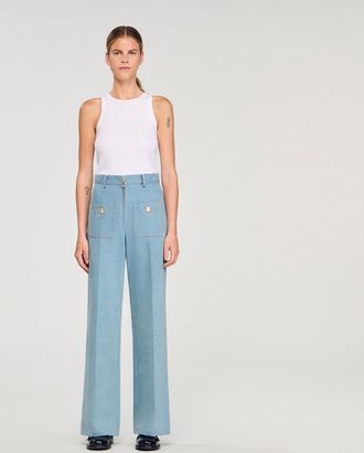 Sandro Jean large à taille haute délavé