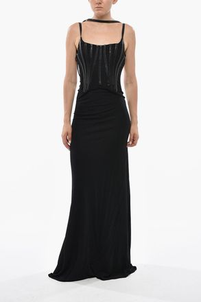 Dsquared2 Solid-Color Maxi Dress with Bustier Dsquared2