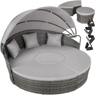 TecTake Bain de soleil rond modulable santorin - gris