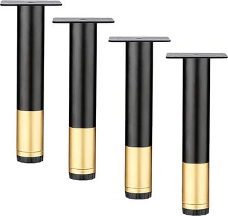 Generic Schwarze Sofabeine Aus Metall (10, 12, 13 cm) - Ersatz F&uuml;r M&ouml;bel Wie B&uuml;cherregale, Tische, Schr&auml;nke, Kommoden Mit Verstellbaren, Rutschfesten Fu&szlig;kappe