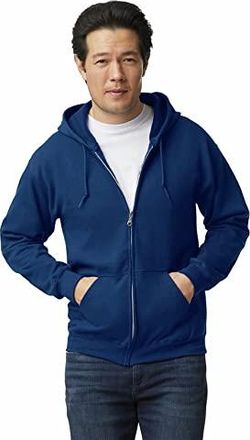 Gildan Sweat-shirt en Polaire, à Capuche et Fermeture Éclair, Style G18600 Homme, Marine, L, (Lot de 1)