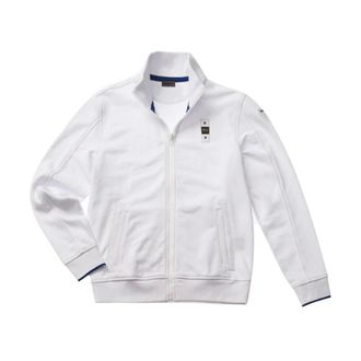 Blauer Homme, Sweatshirts et sweats &agrave; capuche, Blanc, Taille: S Gilet en coton avec fermeture &eacute;clair et col montant