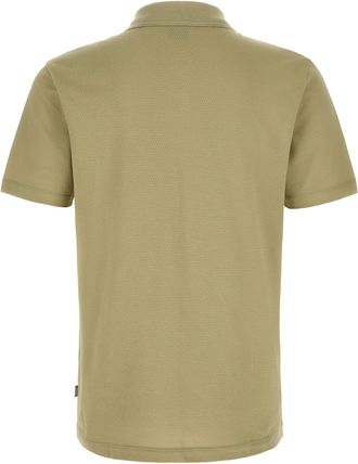 HUGO BOSS Honeycomb Texture Cotton Blend Polo Shirt - Olive