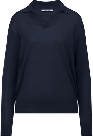 Peter Hahn Polo-Pullover V-Einsatz am Ausschnitt Peter Hahn blau