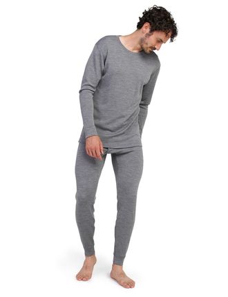 Lapasa Herren 100% Merinowolle Thermounterwäsche Set, Premium Merino Wolle Unterhemd & Unterhosen, Thermo Funktionsunterwäsche M126, Hellgrau (Extra warm M12