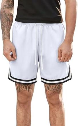 Generic Short de basketball long pour homme avec poches en maille - S&eacute;chage rapide - L&eacute;ger - Ananas - Yoga, blanc, XL