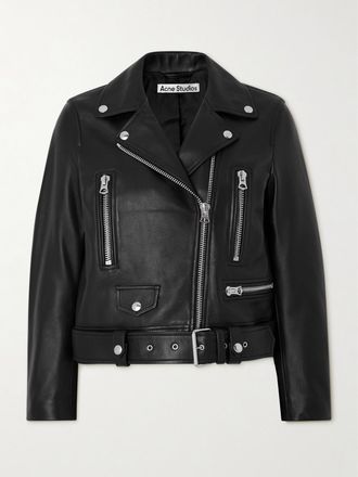Acne Studios Bikerjacke Aus Leder Mit G&uuml;rtel - Schwarz