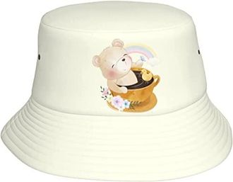 Generic Anti-UV Chapeau de Pêcheur Ours Mignon avec Canard Chapeaux de Visière Doux Beach Sun Hat pour Camping Été Adultes