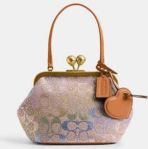 Coach Kisslock B&uuml;geltasche 16 Aus Signature-Jacquard Mit Kristallen