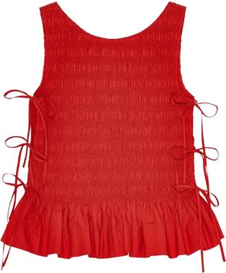 Ganni Femme, Tops, Rouge, Taille: 36 FR Scoop Neck Peplum Top