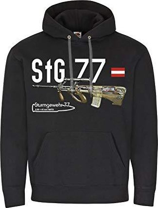 Copytec Pull &agrave; capuche STG 77 - Motif fusil dassaut Steyr AUG - D&eacute;coration de lAutriche - 21788 - Noir - Large