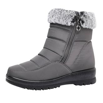 Generic Bottes de neige chaudes et d&eacute;contract&eacute;es pour femme - Couleur unie - Semelle &eacute;paisse - Fermeture &eacute;clair lat&eacute;rale antid&eacute;rapante - Doublure en polaire -