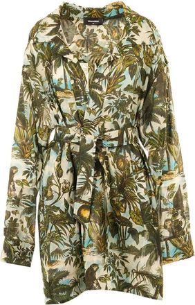 Dsquared2 Femme, Robes, Vert, Taille: 38 FR Monkey Business Shirt Dress