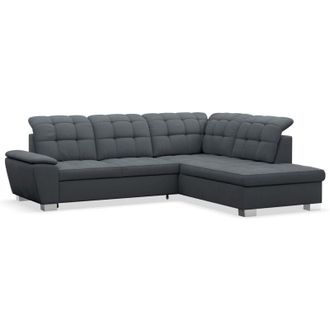 Selsey Jamaal - Ecksofa mit Schlaffunktion und Stauraum, rechtsseitig, dunkelgrau - Selsey