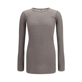 Rick Owens Homme, Tops, Brun, Taille: XL T-shirt &agrave; manches longues en coton