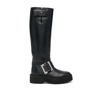 Roger Vivier Femme, Chaussures, Noir, Taille: 40 EU Viv Rangers High Leather Bottes