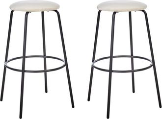 Beliani Lot de 2 Tabourets de Bar avec Repose-Pieds Chaise dIlot de Cuisine en Velours Blanc Cassé Morton