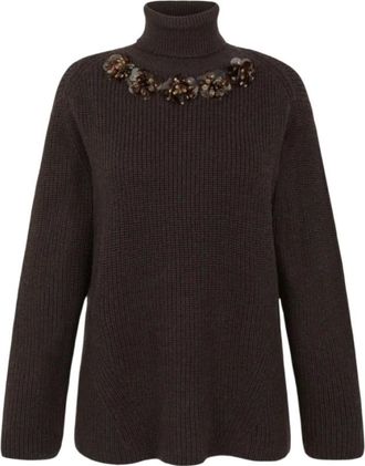 P.A.R.O.S.H. P.a.r.o.s.h., Femme, Pulls, Brun, Taille: 38 FR Pull Col Roulé