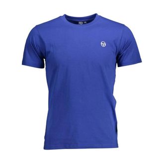 Sergio Tacchini Homme, Tops, Bleu, Taille: 2XL T-shirt en Coton Bleu Brod&eacute; &agrave; Col Rond