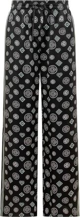 Casablanca Femme, V&ecirc;tements de nuit et de d&eacute;tente, Noir, Taille: 38 FR Monogram Pyjama Silk Satin Pantalons