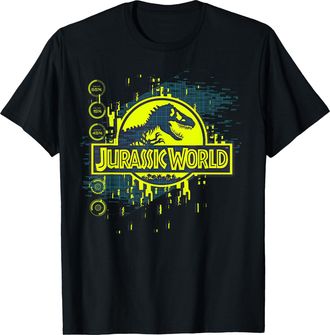 Jurassic Park Yellow T-Rex Logo Glitch T-Shirt