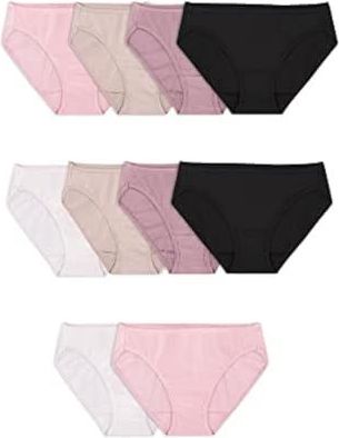 Fruit Of The Loom Eversoft Bikini Underwear, Tag Free & Breathable sous-v&ecirc;tement de Style, Coton-Lot de 10-Couleurs Neutres Assorties, L Femme