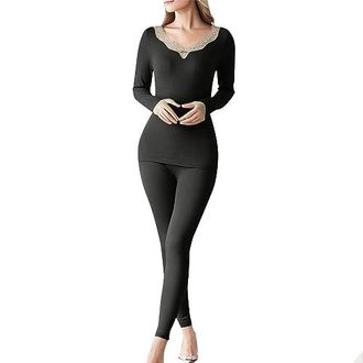 Generic Sous Vetement Thermique Femme Haut Ensemble Ski Femme Ensemble De Sous-V&ecirc;tements Fonctionnel Thermiques L&eacute;ger Fibre De Charbon Sous-V&ecirc;tements Thermiqu