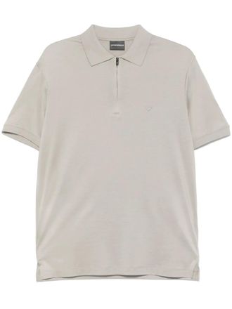 Emporio Armani polo à logo brodé - Gris