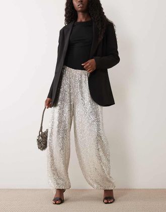 Asos transparente Pailletten-Ballonhose in Silber