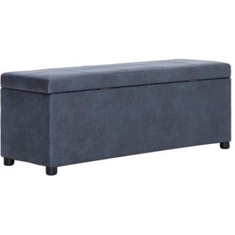 vidaXL Vidaxl - Banc avec compartiment de rangement 116 cm Gris Similicuir daim