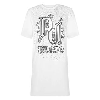 Philipp Plein T-Shirt Kleid Kurz - - Dresses - Damen - Wei&szlig; - S