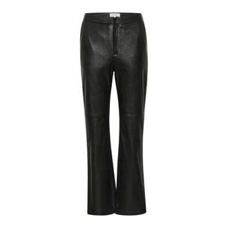 Part Two Schwarze Leder Bootcut Hose - - Trousers - Damen - Schwarzk - XS