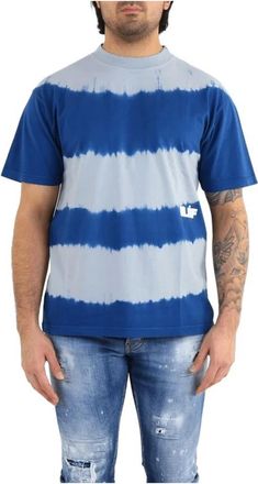 Olaf Hussein Homme, Tops, Bleu, Taille: XS Tee-shirt ondulé pour hommes