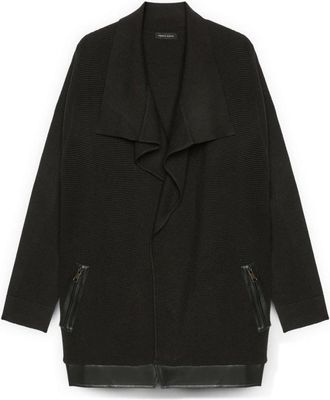 Fiorella Rubino Femme, Vestes, Noir, Taille: 38 FR Cardigan avec d&eacute;tails en tissu enduit