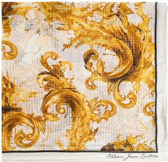 Versace Jeans Couture Femme, Accessoires, Blanc, Taille: ONE Size Foulard en twill de soie imprim&eacute;