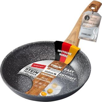 STONELINE Back to Nature Po&ecirc;le &agrave; Frire 20 cm, Made in Germany, Rev&ecirc;tement Antiadh&eacute;sif avec de vraies particules de pierre, adapt&eacute;e &agrave; lInduction, Cuire sans Huil